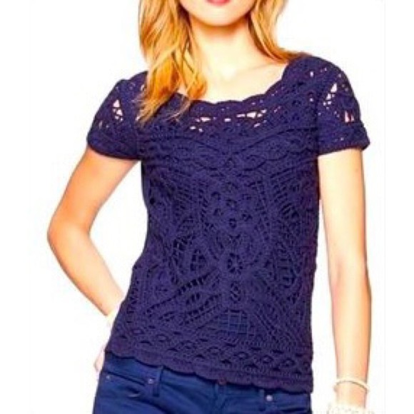 Lilly Pulitzer | Tops | Lilly Pulitzer Navy Blue Jaimie Crochet Top ...